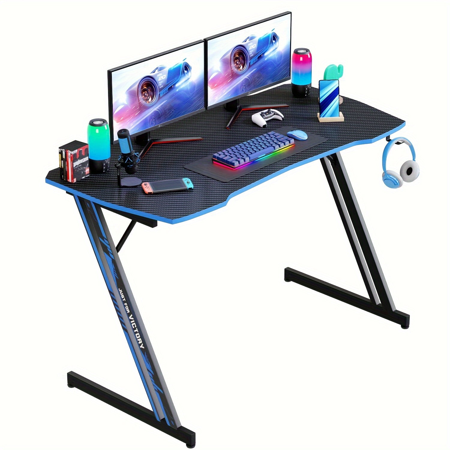 47" Gaming Desk Z Shaped Gaming Desk Large Home Office Desks PC ...