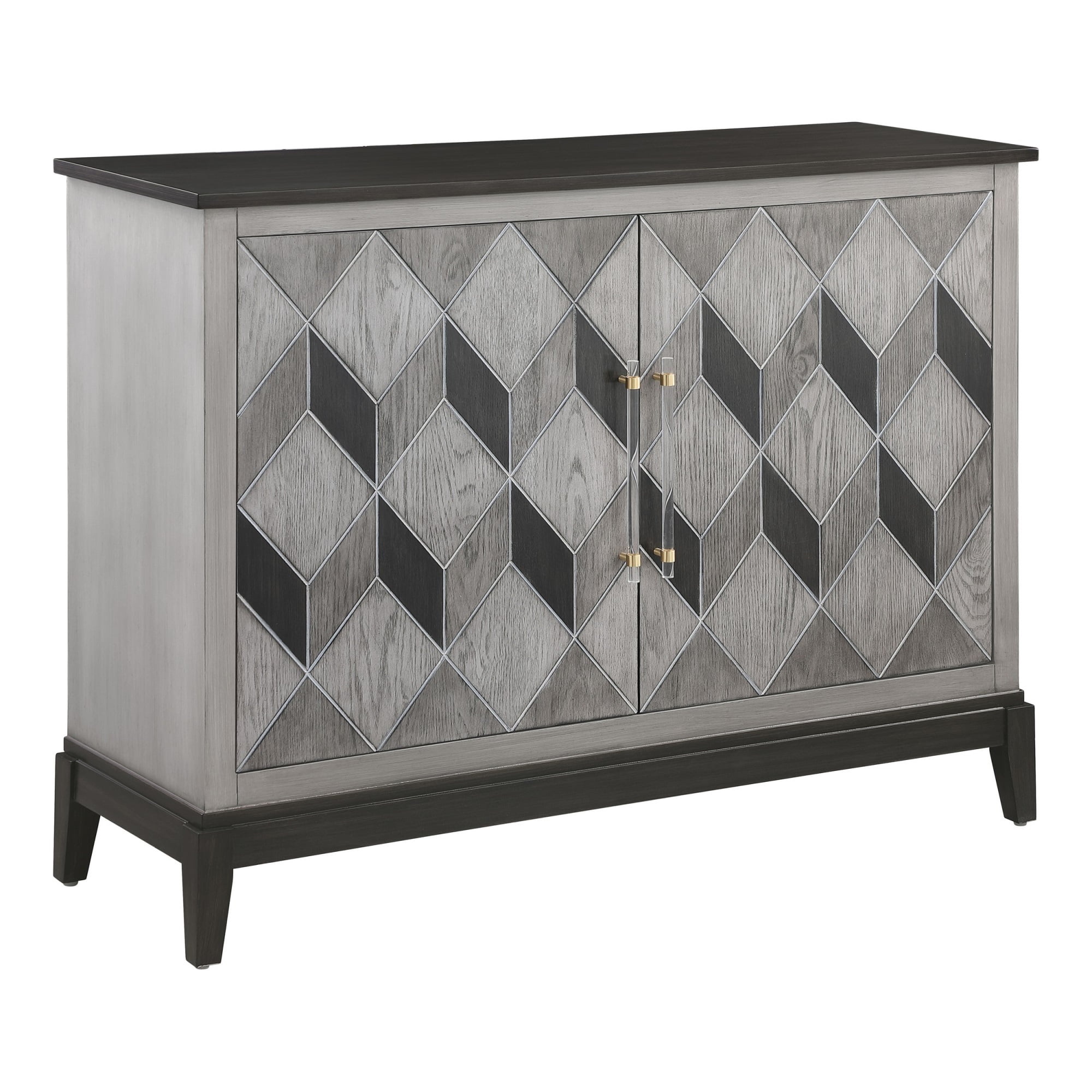 47 Inch Accent Cabinet, Chevron Front and Tapered Legs, Black and Gray ...