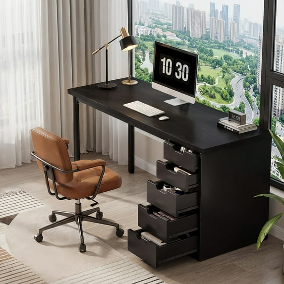 47 Inch Black Small Space Computer Desk - Compact Home Office Writing ...