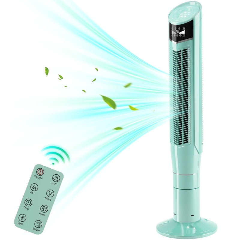 47-Inch Bladeless Tower Fan - 360° Oscillation,8 Wind Speeds,3 Modes ...
