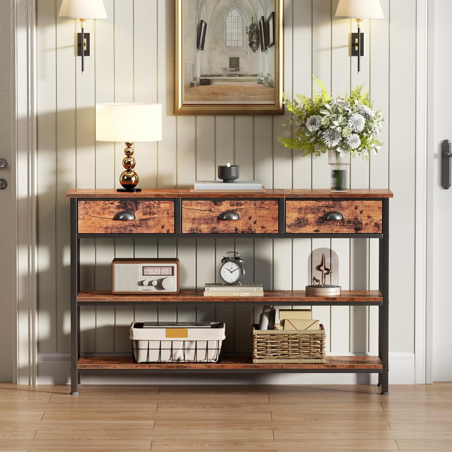 47 Inch Console Table with 3 Drawers and 3-Tier Shelves - Walmart.com