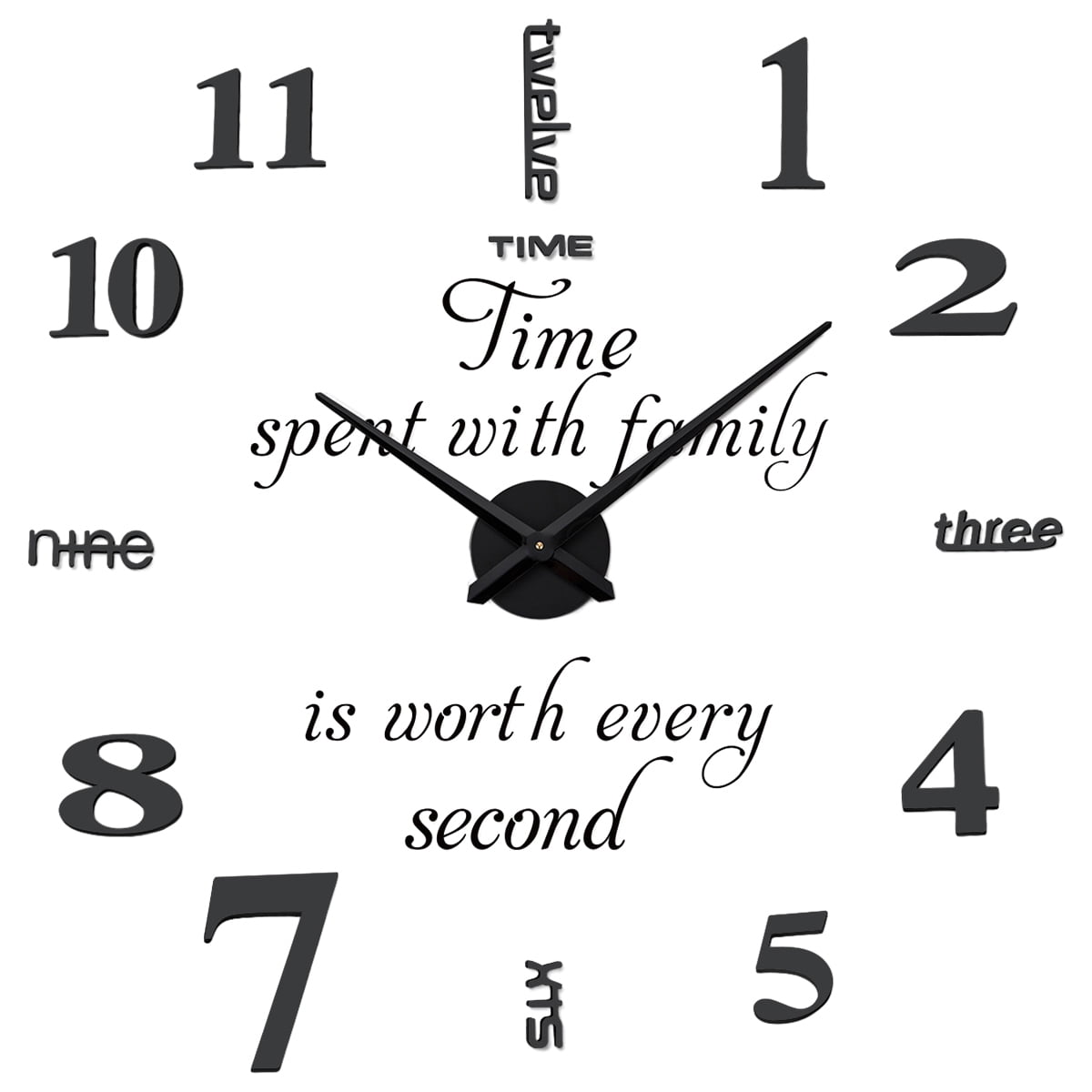 47 Inch DIY Wall Clock,3D Frameless Wall Clock, Modern Design Decor ...