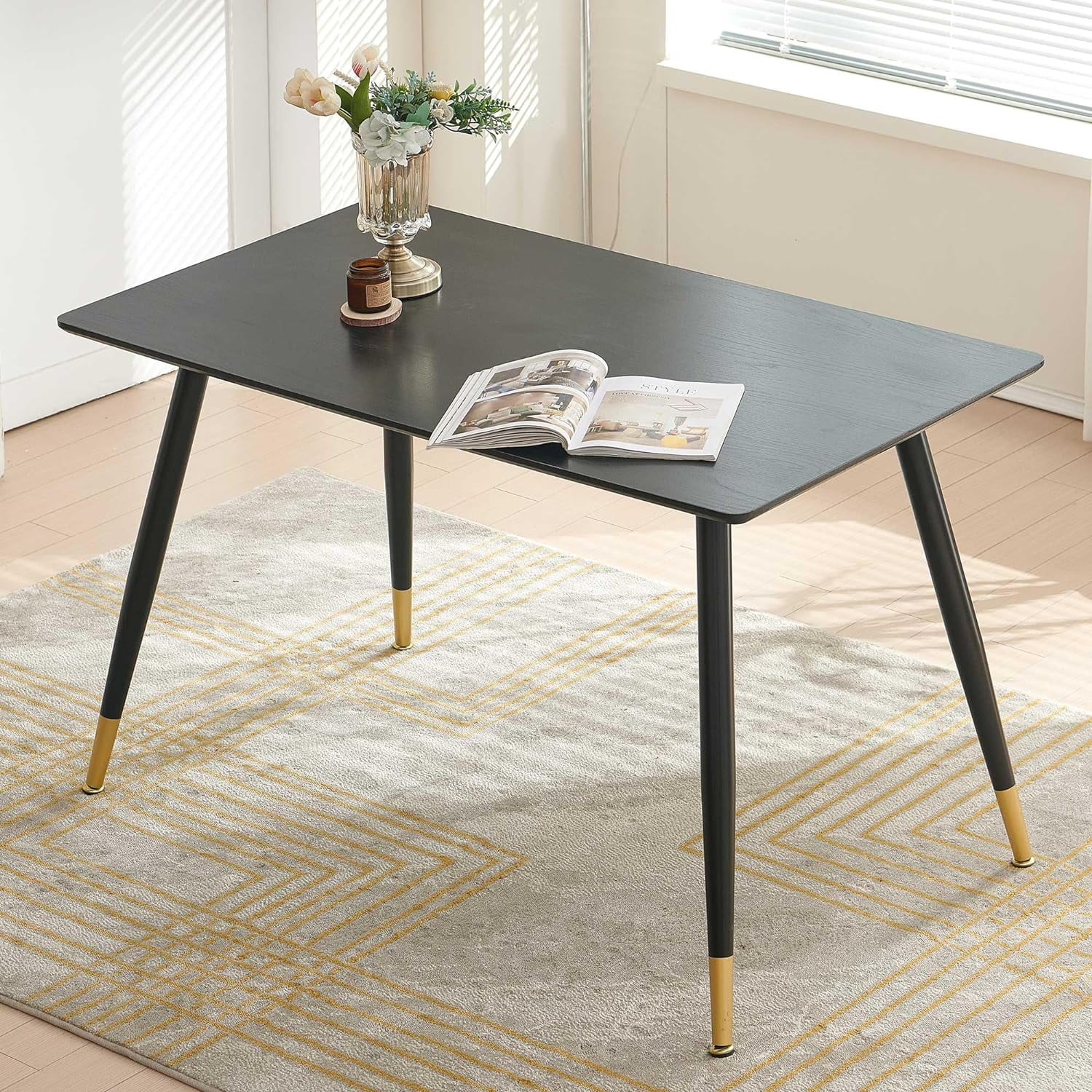 47 Inch Dining Table for 4 People, Rectangle Dining Table with MDF Top ...