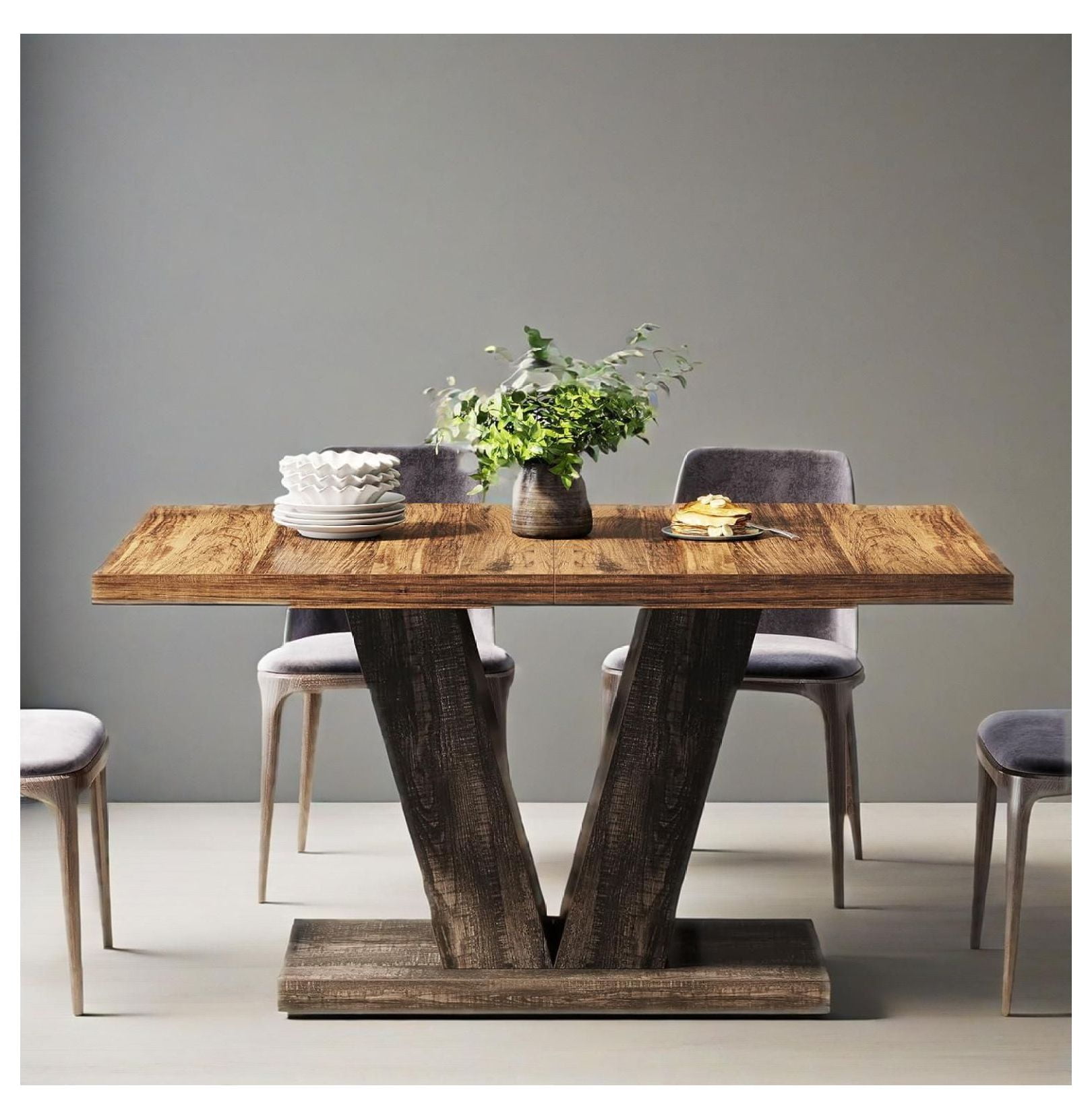 47-Inch Dining Table for 4, Black Kitchen Table - Farmhouse Wooden ...