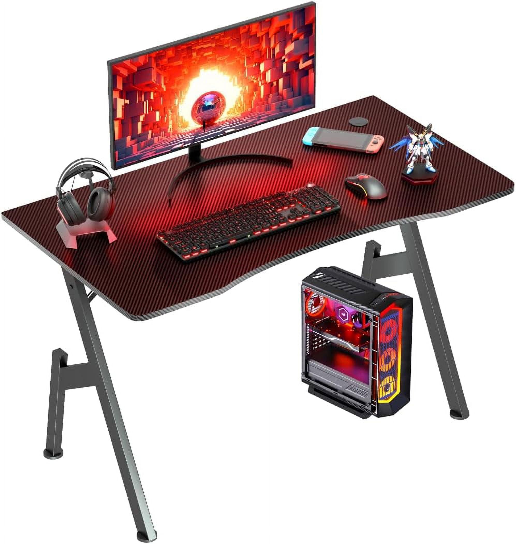 47 Inch Gaming Desk with Carbon Fibre Surface Large Computer Desk ...