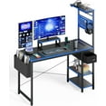 47 Inch Gaming Desk, Computer Desk with Adjustable Storage Rack & LED ...