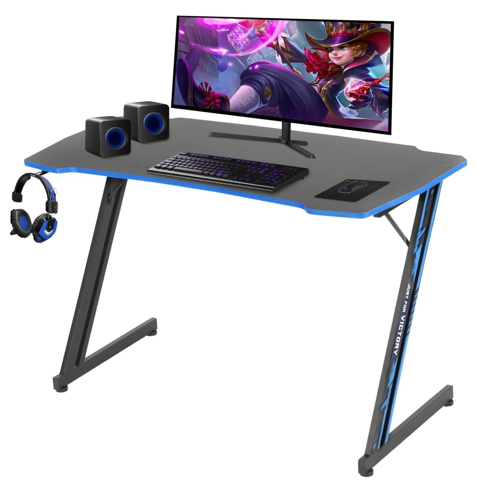 47 Inch Gaming Desk Computer Desk Home Office Desk Z Shaped Ergonomic ...