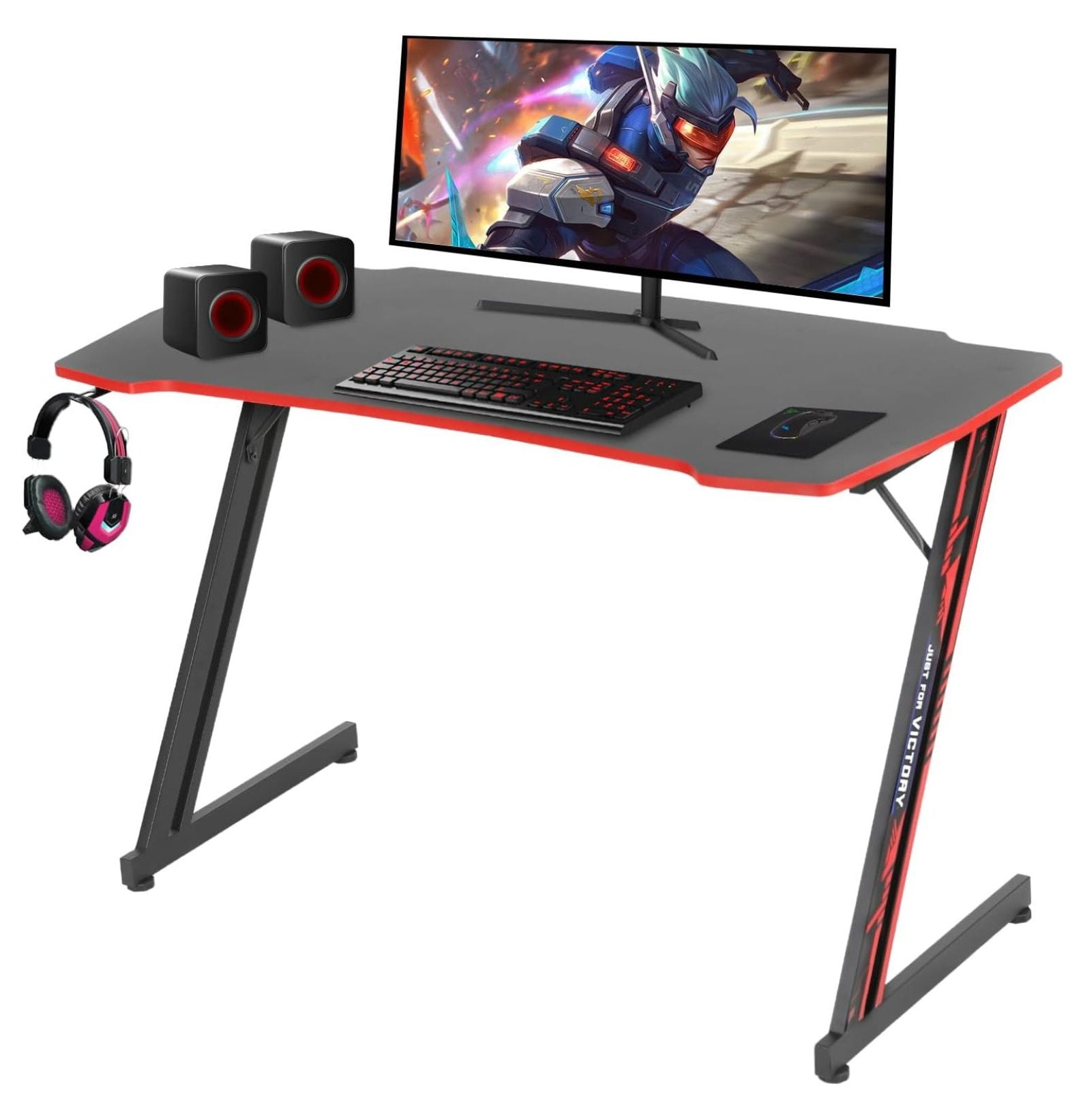 47 Inch Gaming Desk Computer Desk Home Office Desk Z Shaped Ergonomic ...