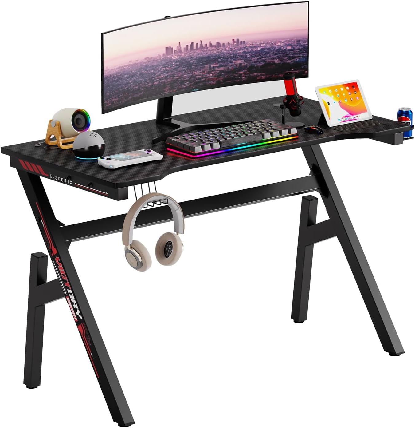 47 Inch Gaming Desk Ergonomic Home Office Desk Computer Desk PC ...