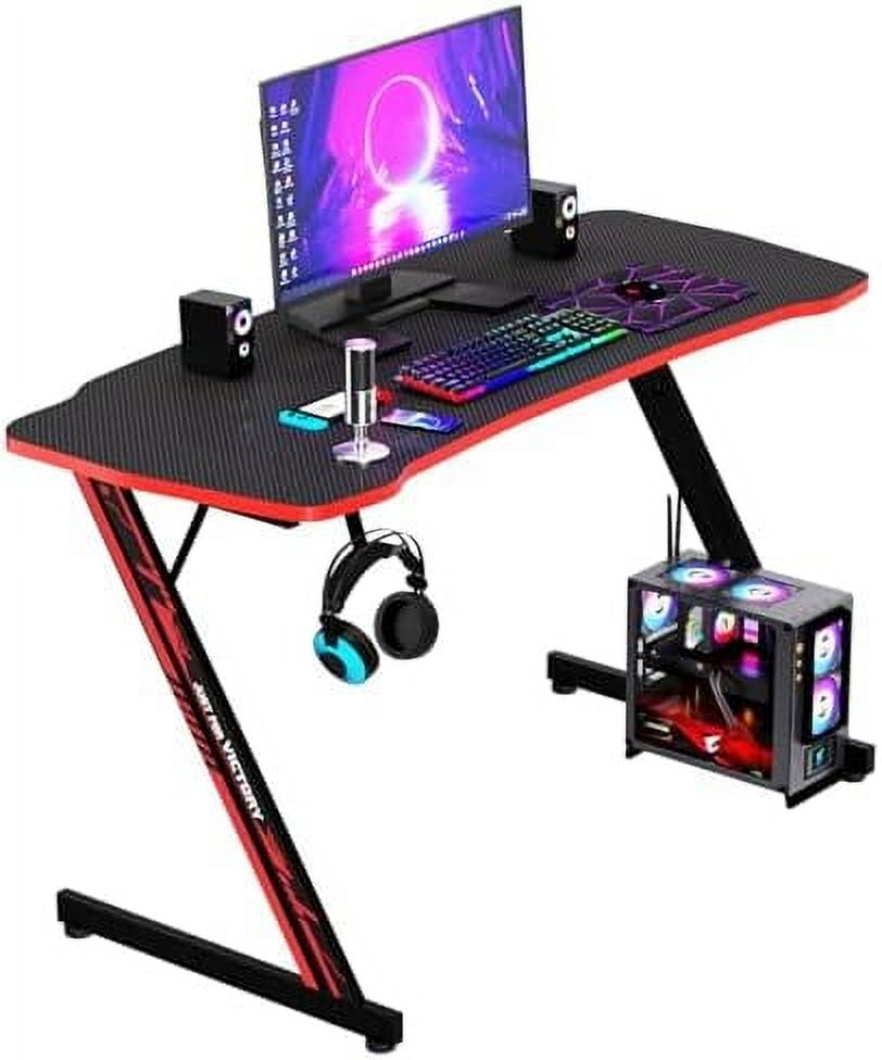 47 Inch Gaming Desk Z-Shaped Computer Desk Ergonomic Home Office Desk ...