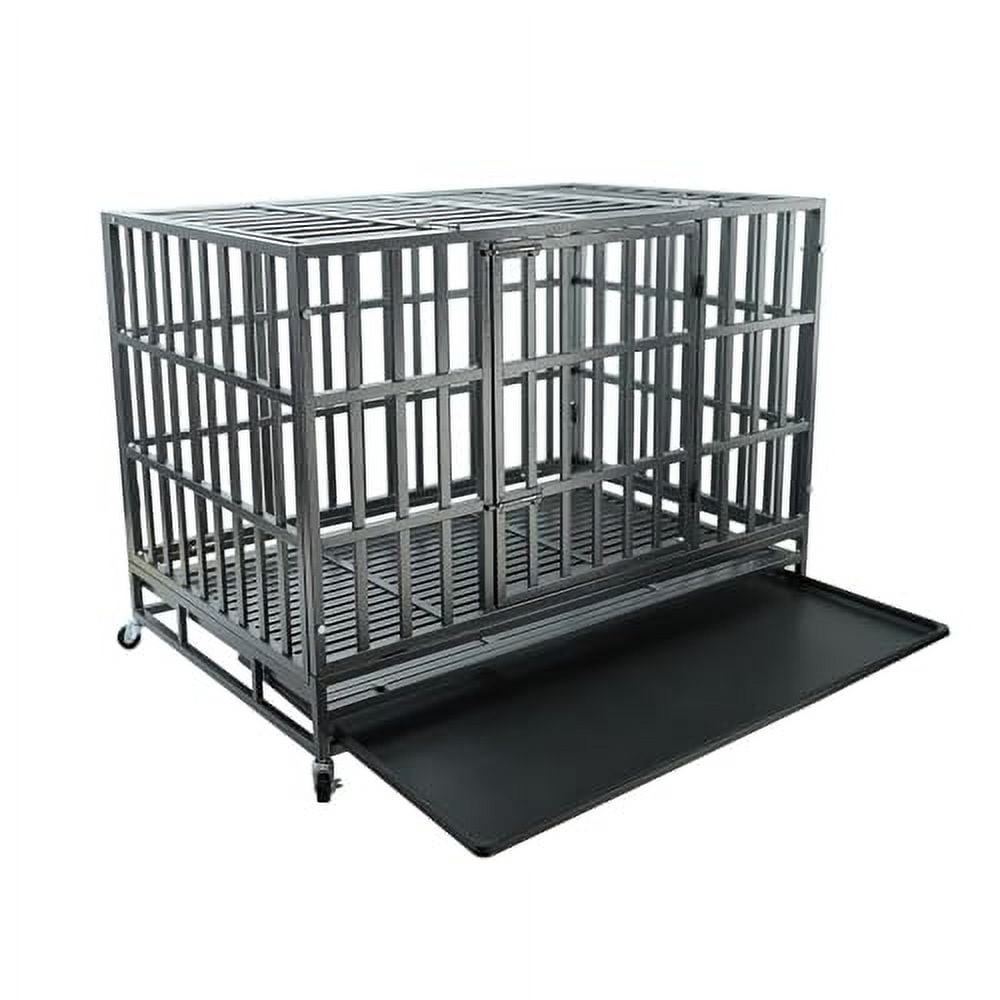 47 Inch Heavy Duty Dog Crate, Indestructible Dog Crate Cage Kennel with ...