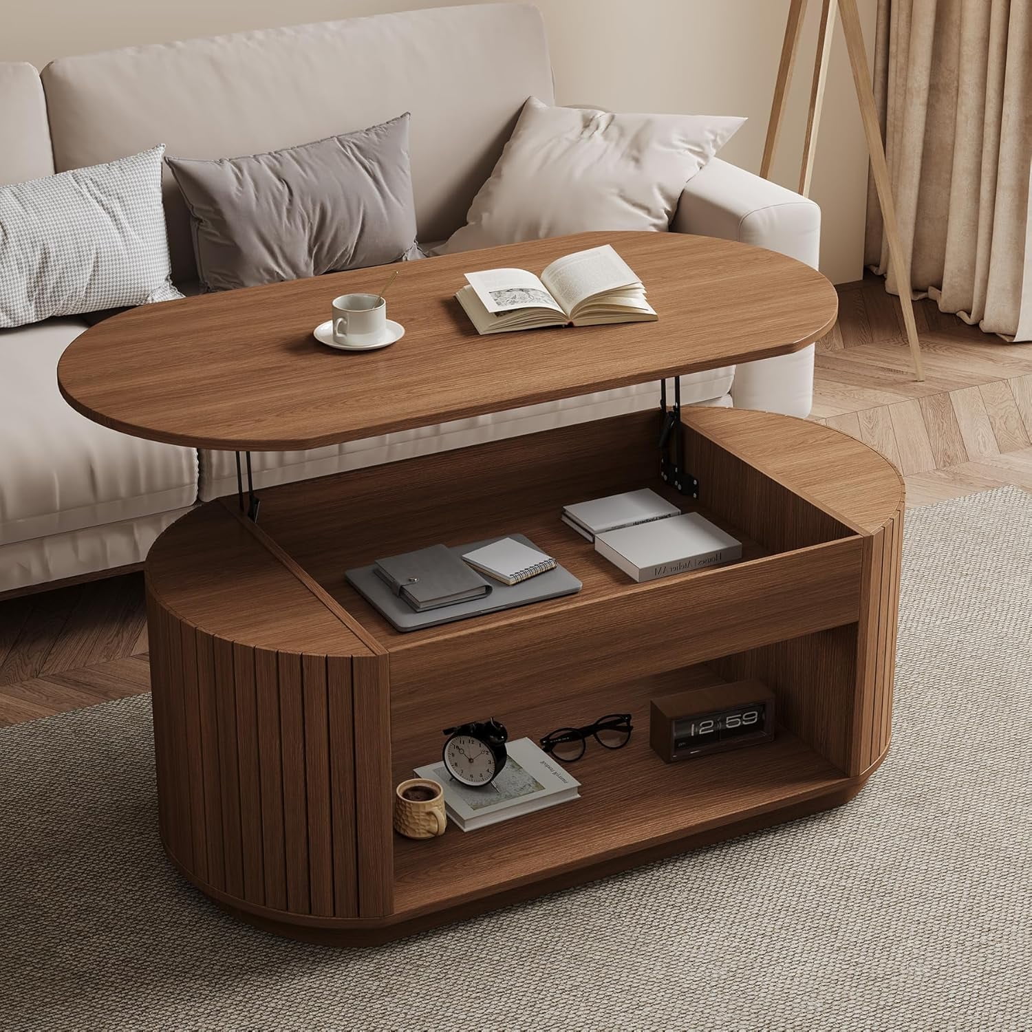 Epecoya47-Inch Lift Top Wood Coffee Table with Hidden Storage ...