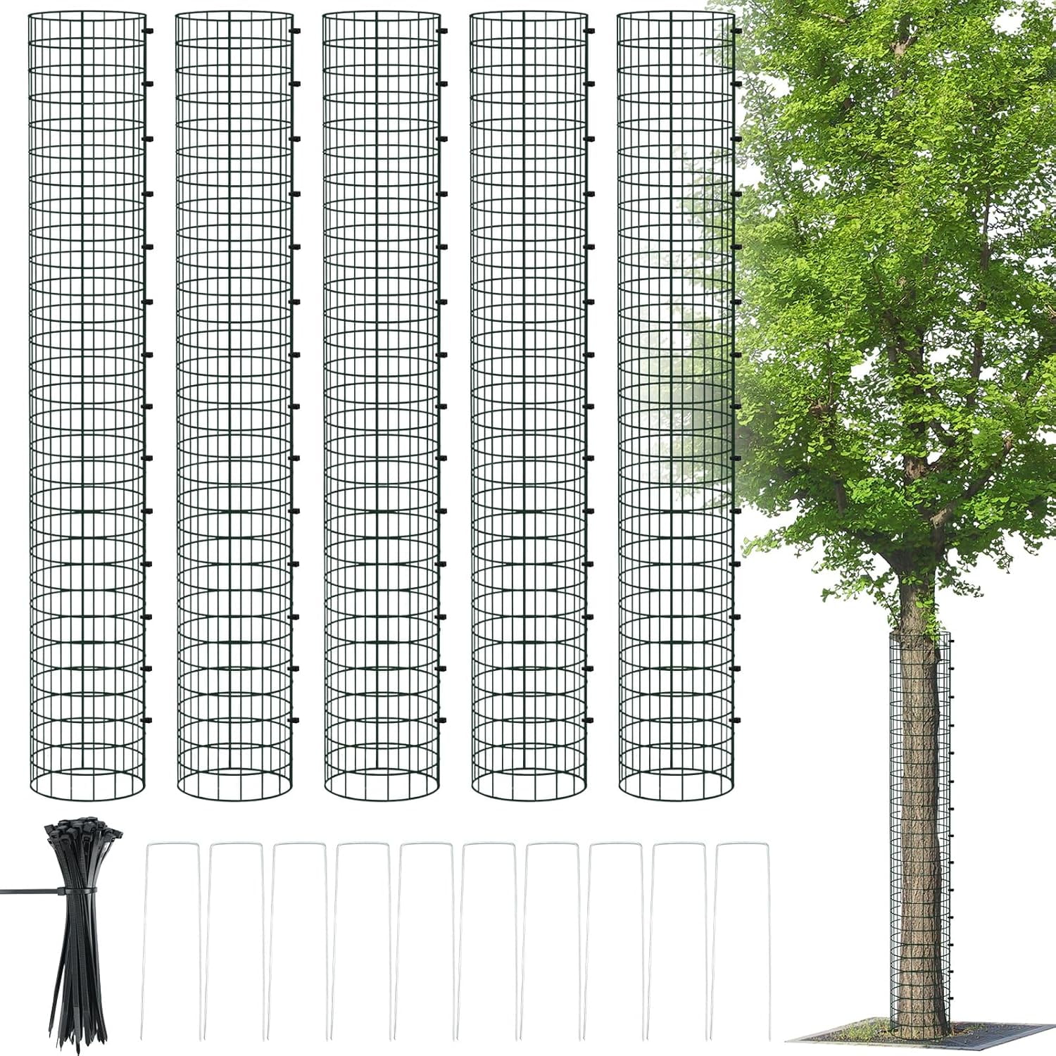 47 Inch Metal Tree Trunk Protector, 5 Pack Mesh Tree Guards Trunk ...