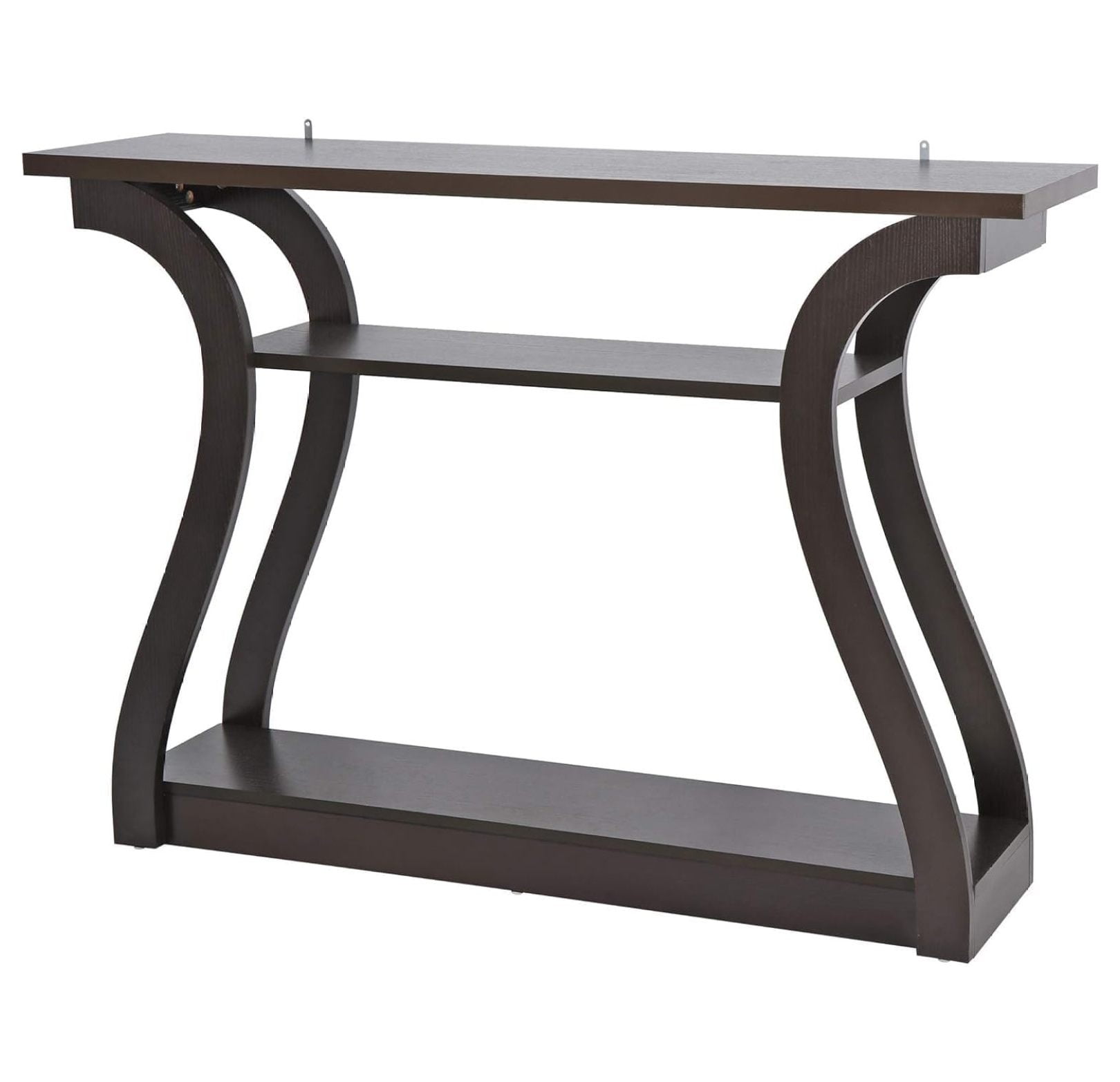 47 Inch Modern Wood Console Table with Curved Legs and Shelf, 3 Tier ...