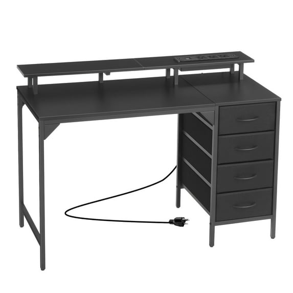 47-Inch Office Desk with RGB LED Lights and Built-in Power Outlets ...