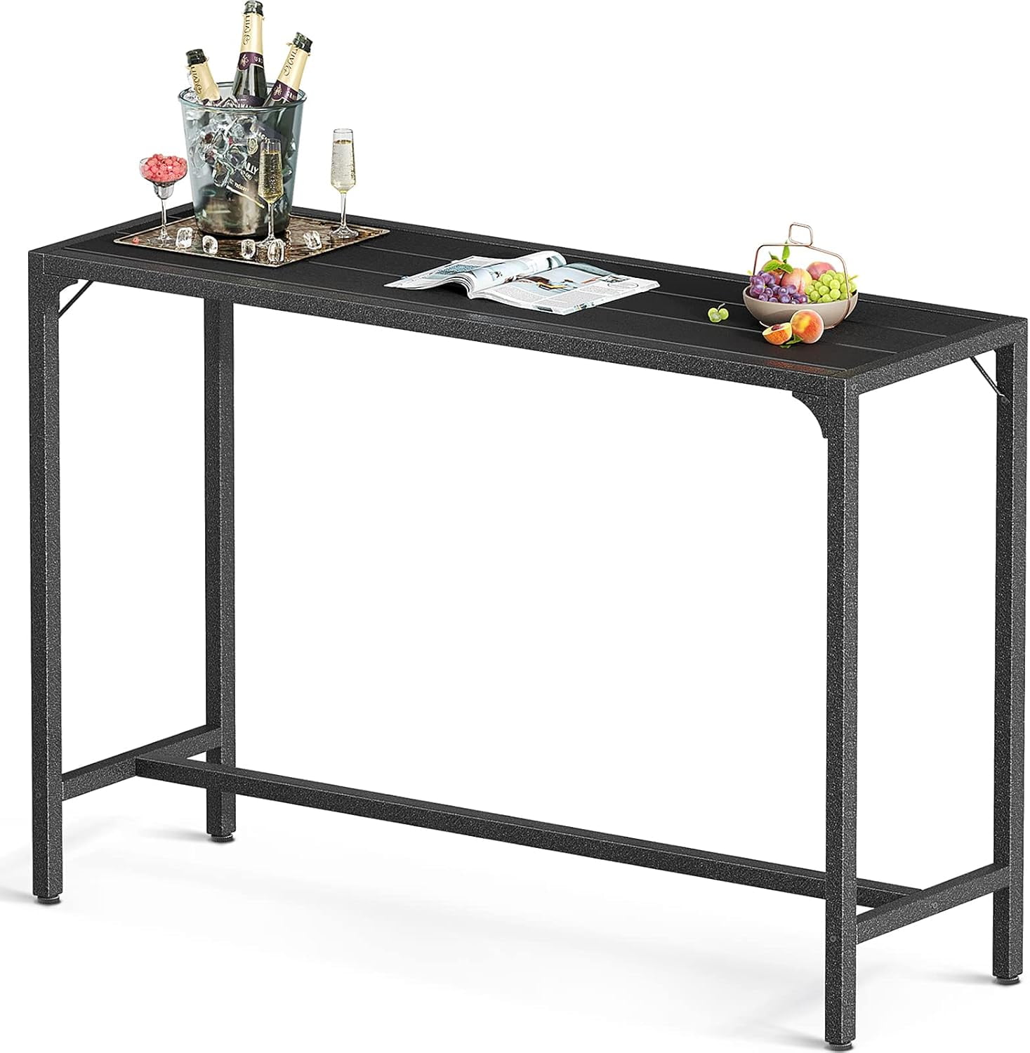 47 Inch Outdoor Bar Table, Patio Counter Bar Height Table with Weather ...