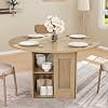 47 Inch Round Dining Table for 4-6, Farmhouse Wooden Circle Table with ...