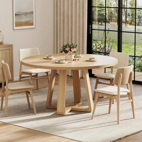 47 Inch Round Dining Table For 4-6 People, Circle Kitchen Table With ...