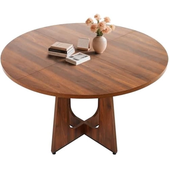47-Inch Round Dining Table, Modern Simple Farmhouse Style Wooden Circle ...