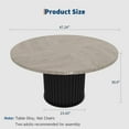 47 Inch Round Dining Table for 4-6 People, Waveform Metal Pedestal Base ...