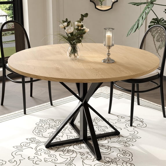 47 Inch Round Dining Table for 4, Circle Kitchen Table, Farmhouse ...