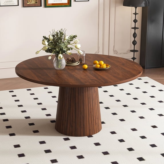 47 Inch Round MDF Dining Table for 4, Modern Farmhouse Kitchen Table ...