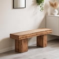 47-Inch Solid Fir Wood Bench, Farmhouse Rustic Style, Rich Brown Finish ...