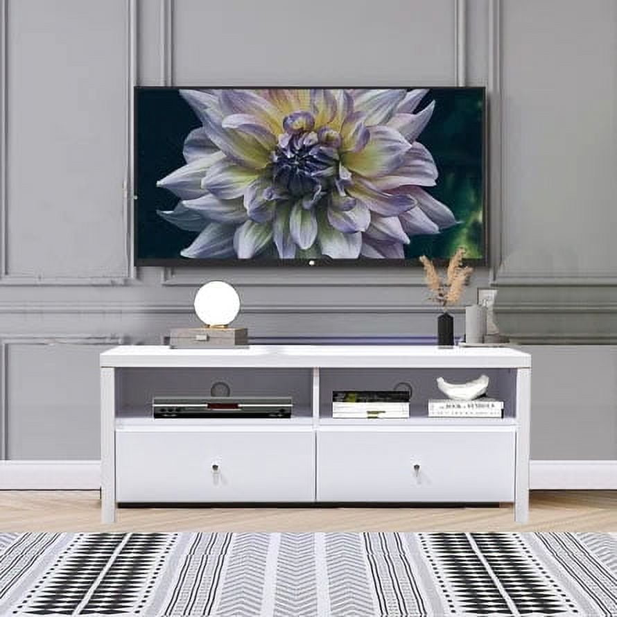 47” Inch TV Stand Console Entertainment Center with Two Drawers and Two Storage Compartments ...