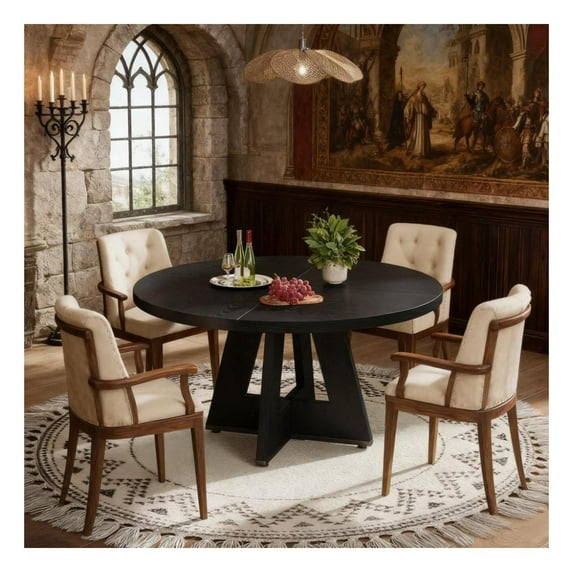 47 Inch Wood Dining Table Round Dining Table (Just 1pcs Dining Table ...