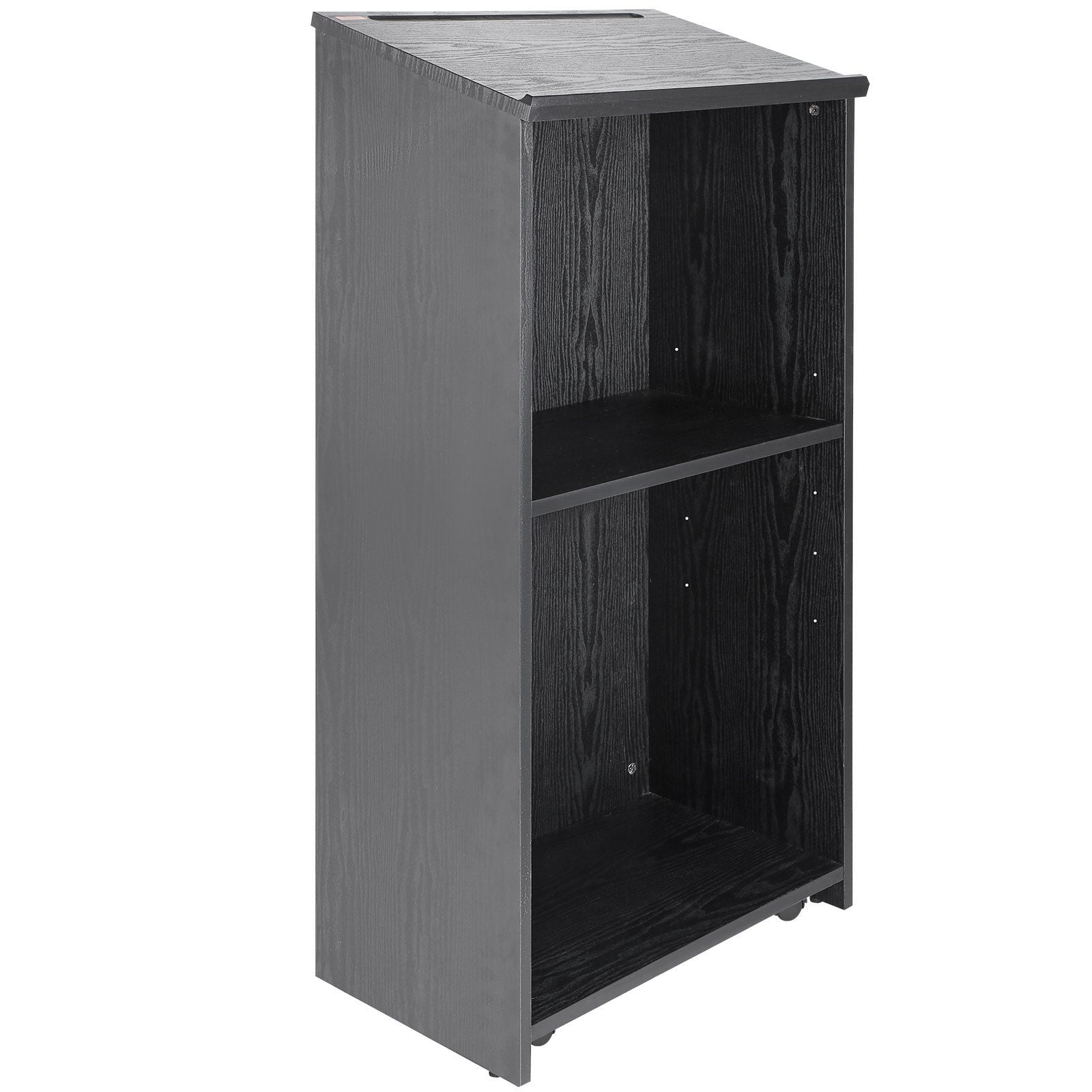 47-Inch wooden mobile podium with 4 wheels, storage rack, tilted table ...