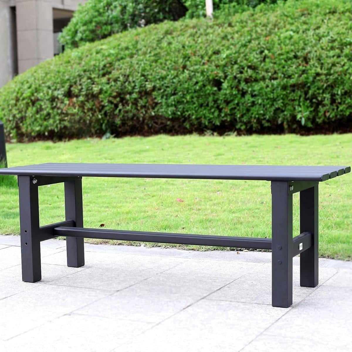 47 Inches Aluminum Outdoor Weatherproof Bench Backless, 330 LBS Bearing ...