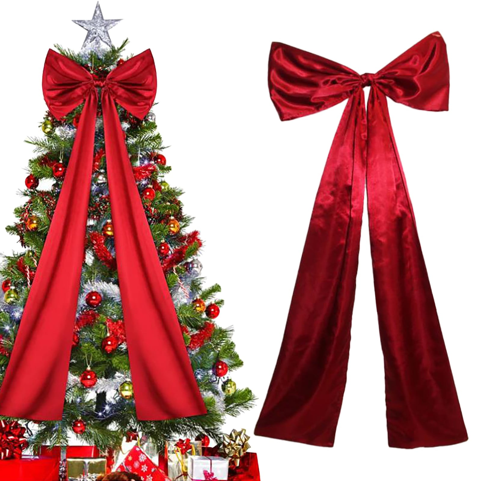 47 Inches Extra Large Christmas Satin Bows Christmas Tree Topper ...