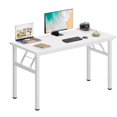 47 Inches Folding Computer Desk White + White Portable Home Office ...