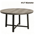 47" Industrial Round Dining Table for 4-6 People, Wooden Dinner Table ...