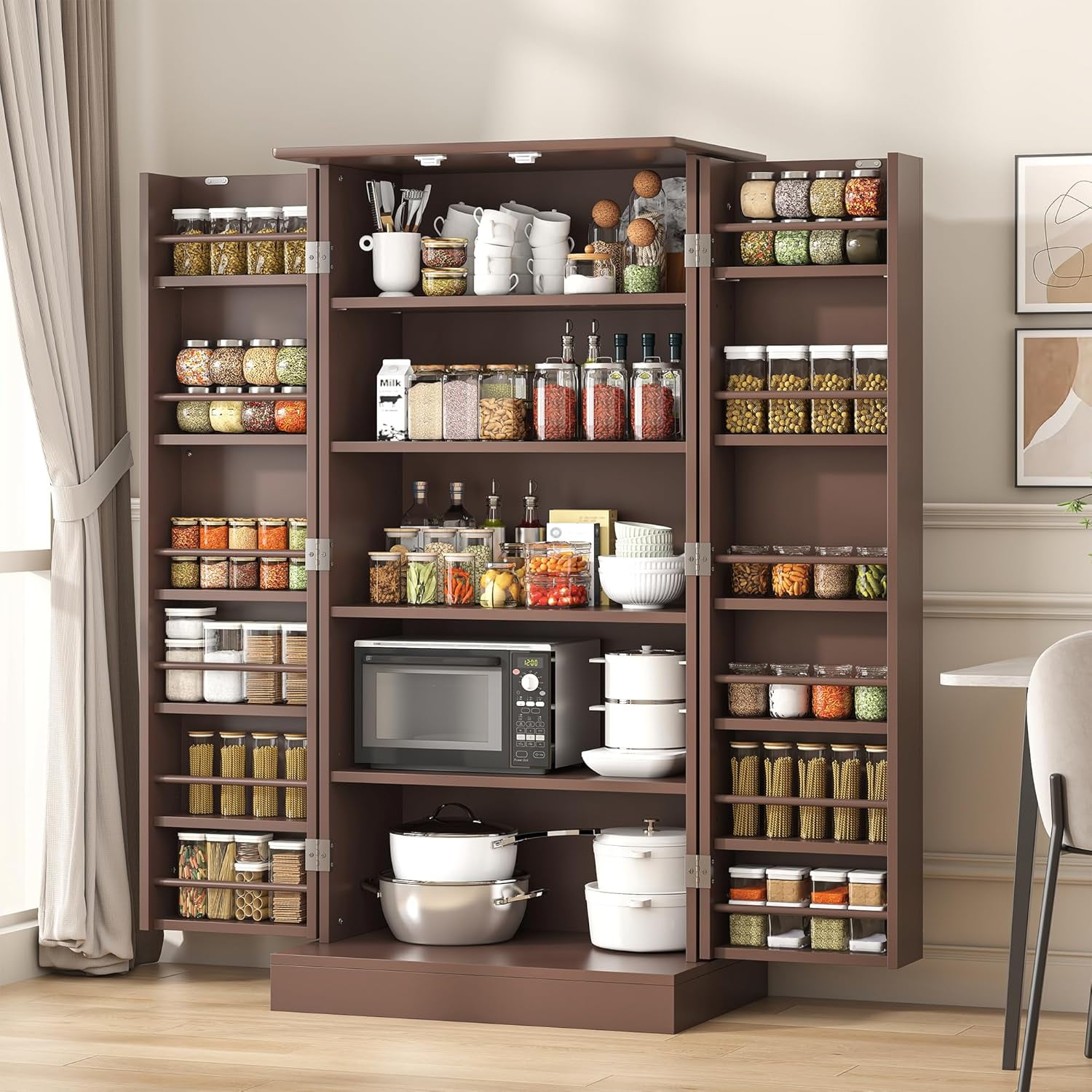 47" Kitchen Pantry Cabinet, Modern Pantry Storage Cabinet with ...