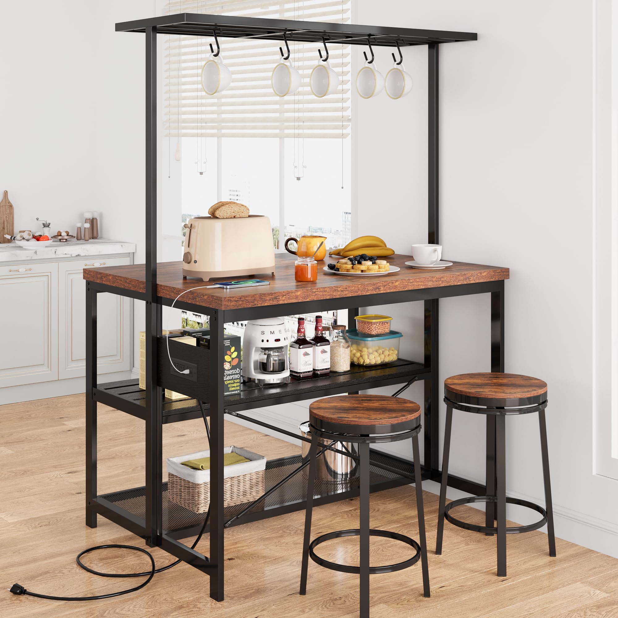 47'' Large Kitchen Island with Power Outlet, Island Table for Kitchen ...