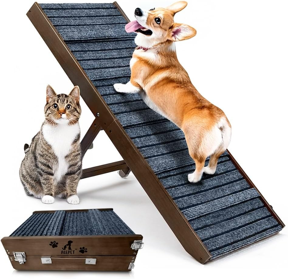47" Long Pet Ramp with 5 Adjustable Incline Levels; Foldable Dog/Cat ...