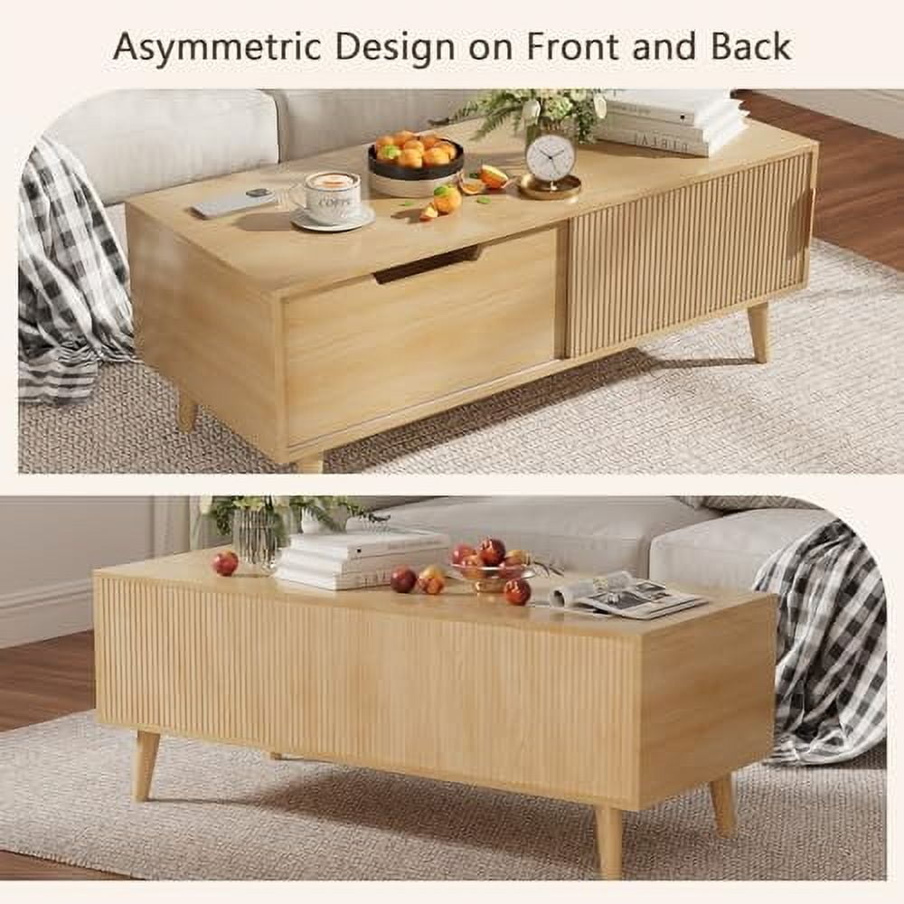 47" Modern Coffee Table with Storage, Light Wood Accent Center Tables ...