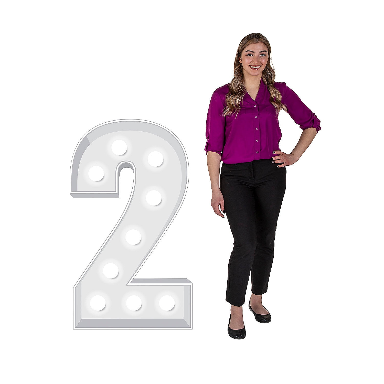 47" Number 2 Light Marquee-Style Cardboard Cutout Stand-Up - Walmart.com