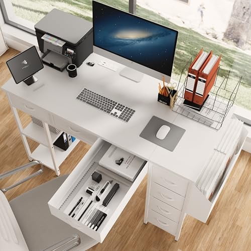 47" Office Desk with Power Outlet, USB & Type-C Ports, 7 Foldable ...