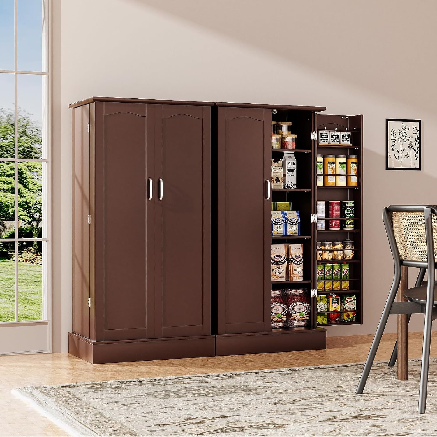 47” Pantry Cabinet, Kitchen Pantry Storage Cabinet with Doors ...