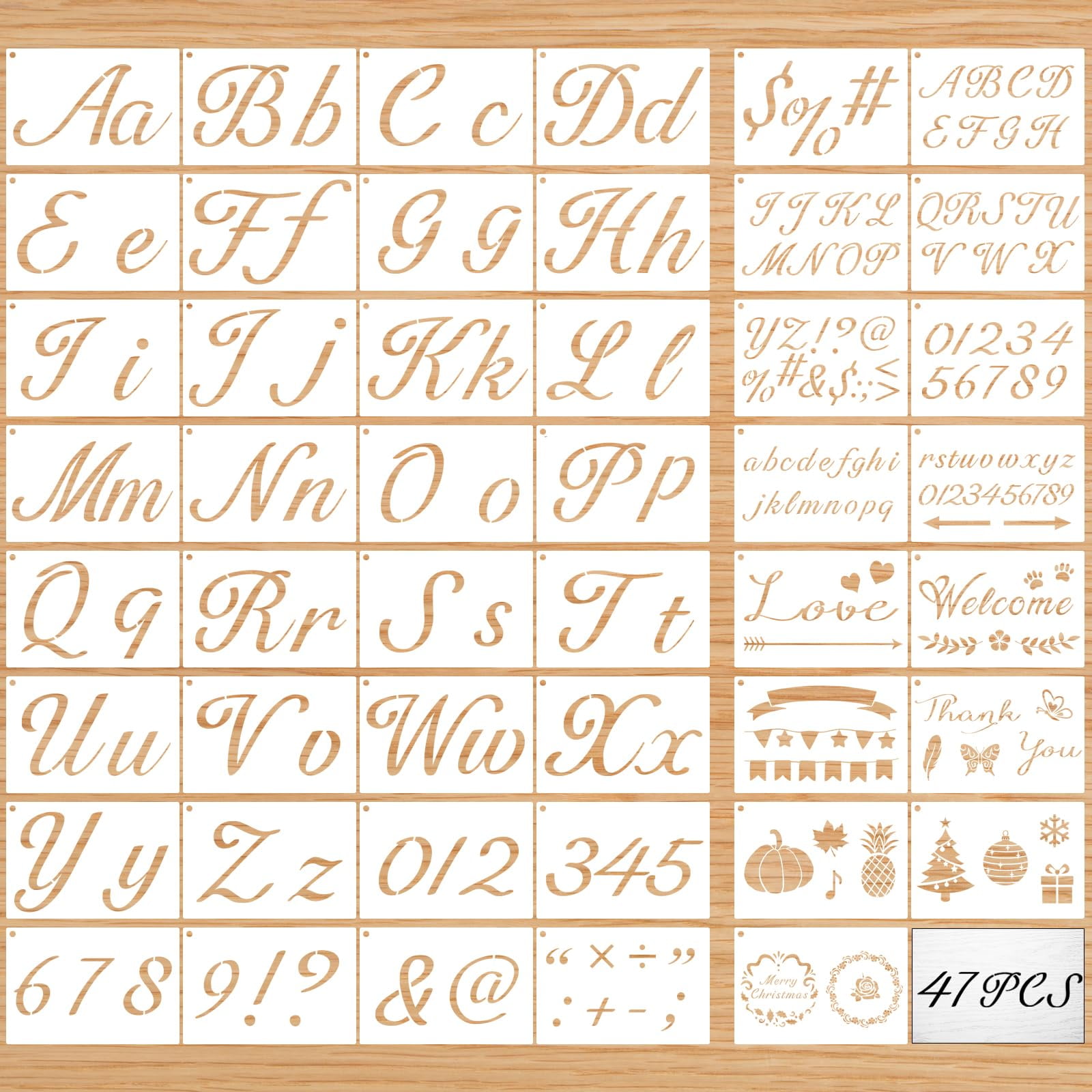 47 Pcs Calligraphy Stencils - Reusable Alphabet Templates Kits with ...