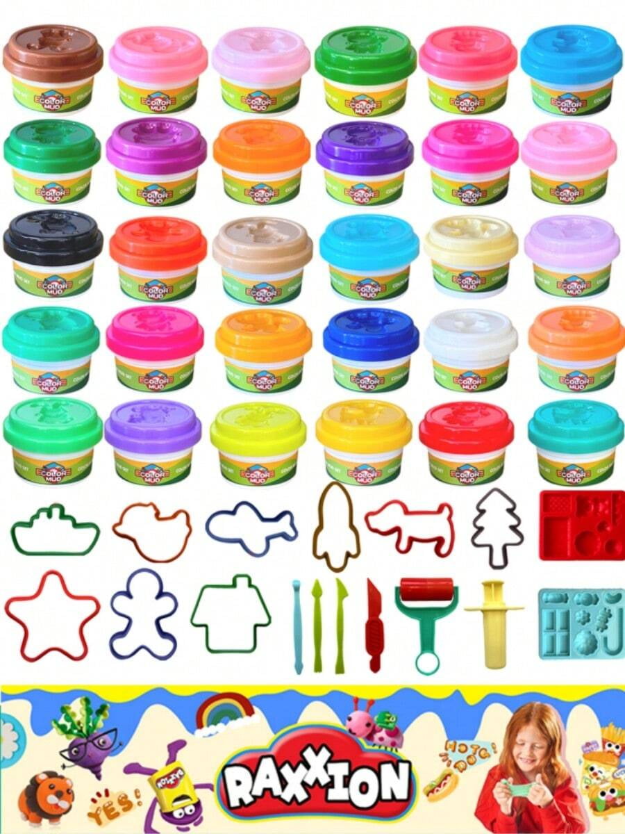 47 Pcs Playdough Set - 30 Packs Of Colored, Safe, Playdough With ...