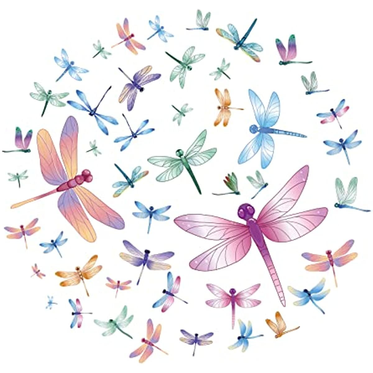 47 Pieces Dragonfly Wall Sticker Watercolor Dragonfly Vinyl Wall Decals ...