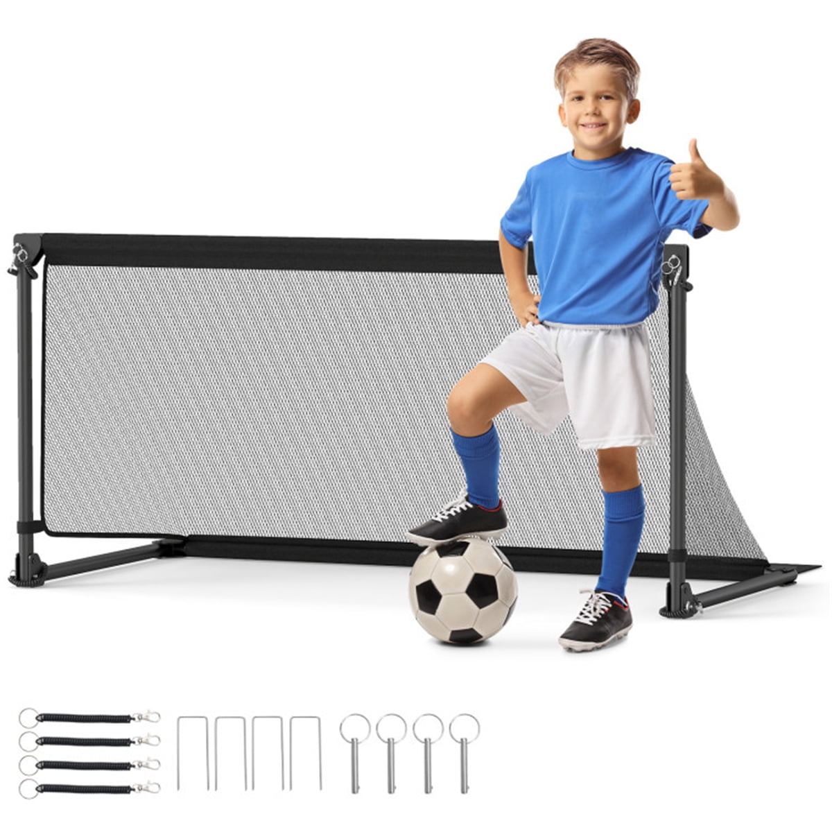 47" Portable Folding Soccer Goal (Size M Black) Heavy-Duty Metal Frame ...