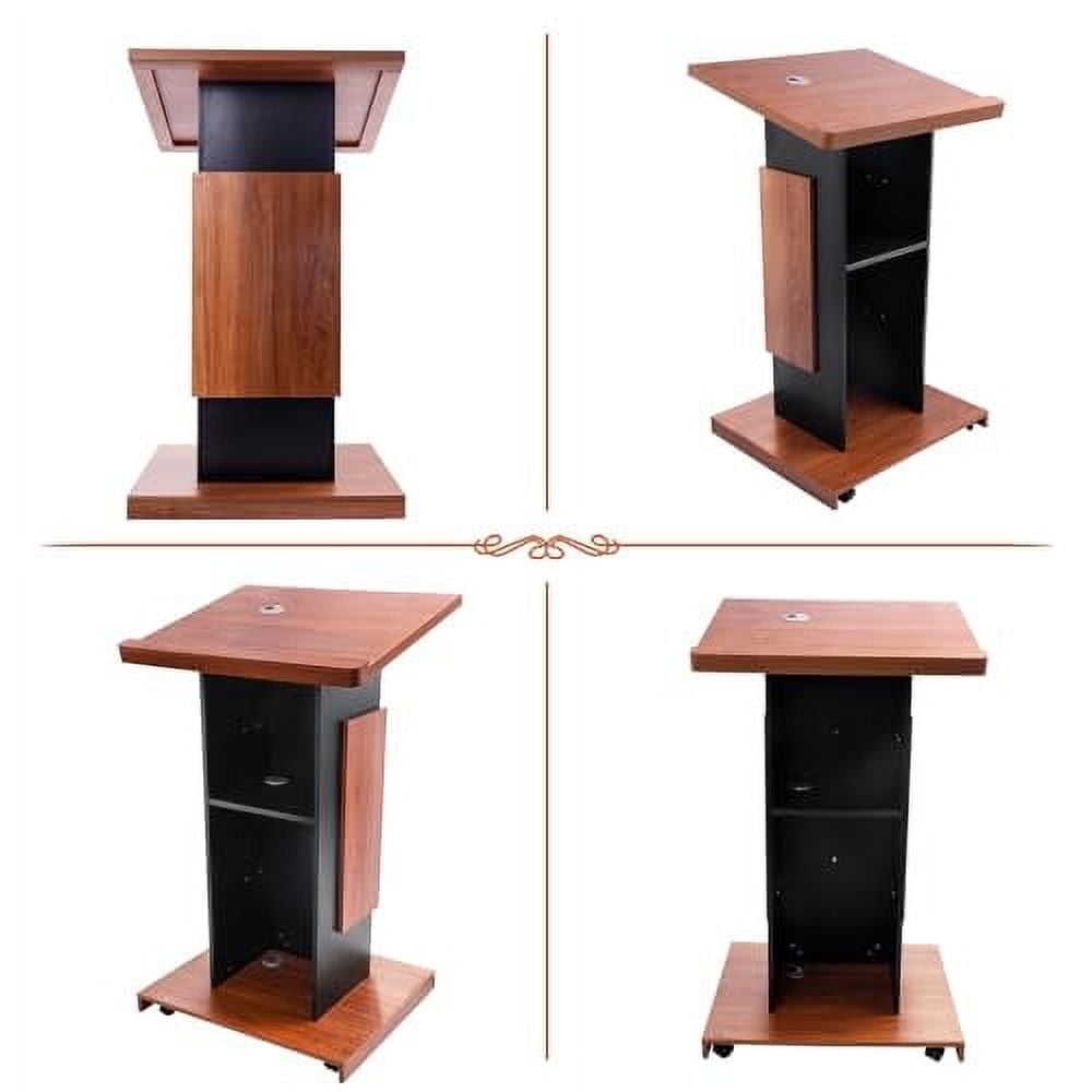 47"Portable Wooden Podium, Wood Speaking Lectern Stand, Reserved Wire ...