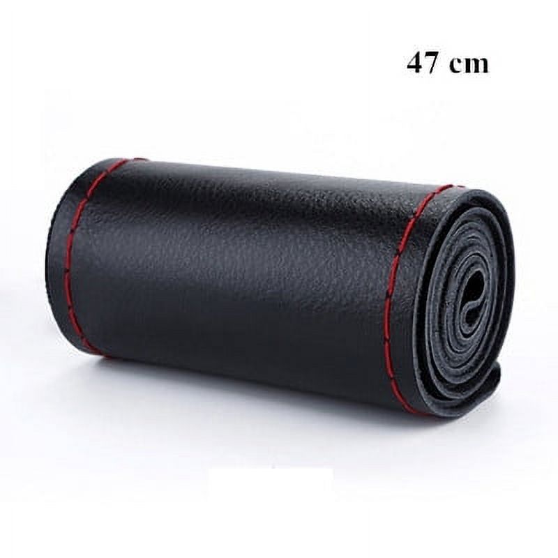 (47 Red Thread)Faux Leather Car Steering Wheel Cover Rutile Braid ...