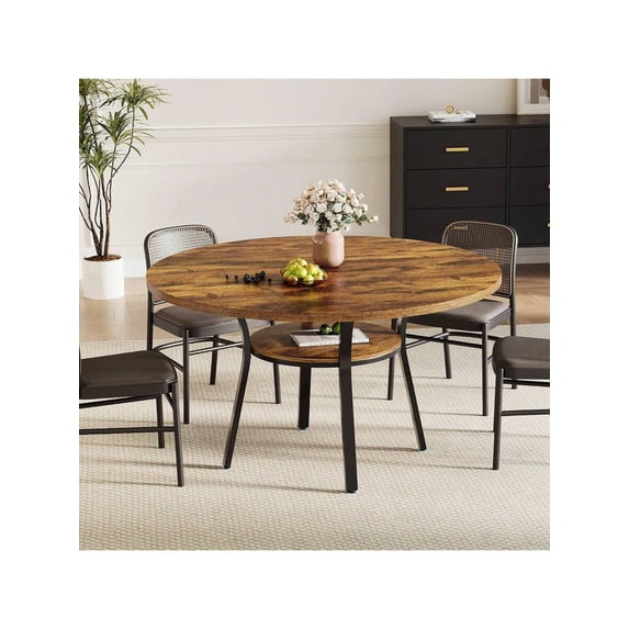 47" Round Dining Table For 4-6, Farmhouse Kitchen Table With Sturdy ...