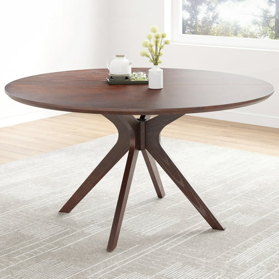 47" Round Dining Table for 4, Farmhouse Kitchen Table with Pedestal ...