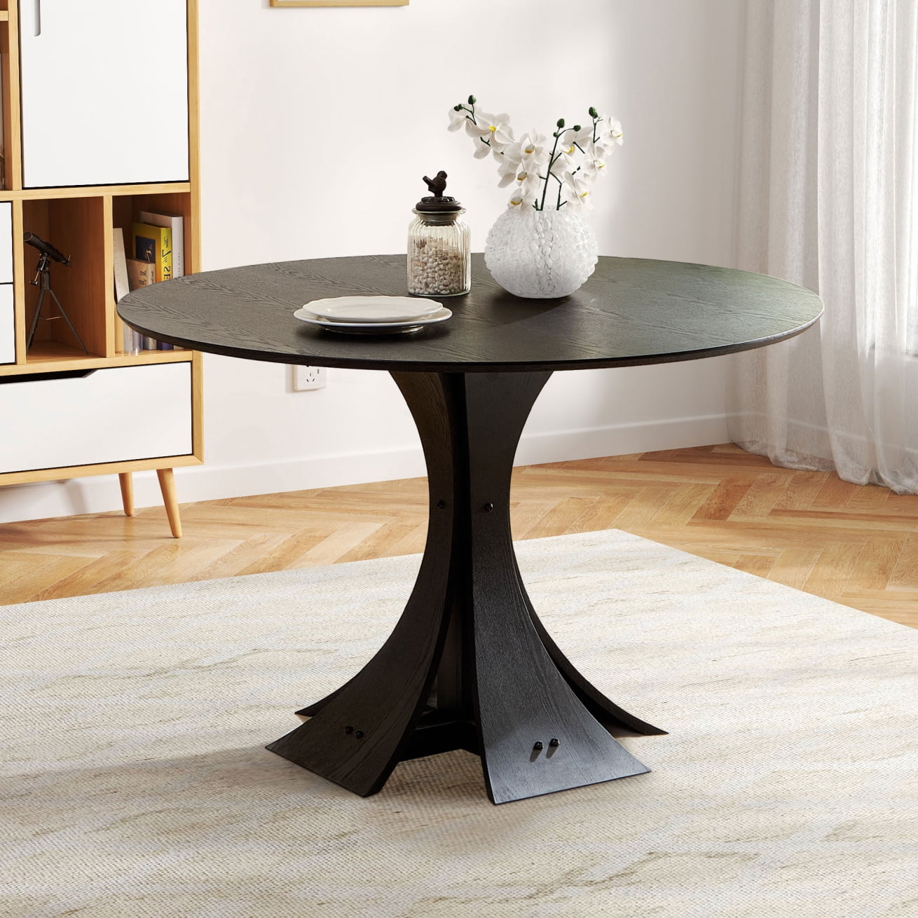 47" Round Dining Table, Circle Kitchen Table Dining Room Table, Dinner ...